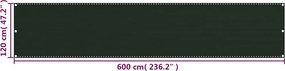 Balkónová zástěna tmavě zelená 120 x 600 cm HDPE 310979