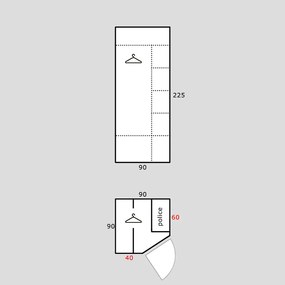 Skříň REA AMY 33/225/P Dekor: GRAPHITE