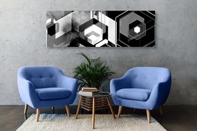 Obraz futuristická geometrie v černobílém provedení - 120x40 cm