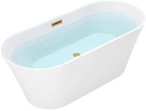 BPS-koupelny Volně stojící akrylátová vana HYD-LIZ502B 160x75 bílá, odtokový komplet zlatý kartáčovaný