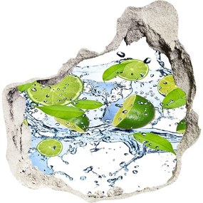 Wallmuralia Nálepka 3D díra Limetky a voda 75x75 cm