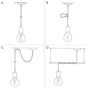 creative cables Závěsná lampa s textilním kabelem a matnými kartáčovanými kovovými detaily Barva: Matný bronz