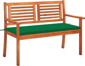vidaXL 2místná zahradní lavice s poduškou 120 cm masivní eukalyptus [3060981] Barva: Jasně zelená