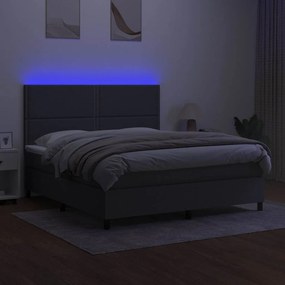 Box spring postel s matrací a LED tmavě šedá 180x200 cm textil 3134814