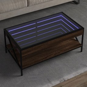 Konferenční stolek s Infinity LED hnědý dub 90 x 50 x 38 cm