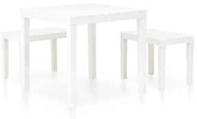 48777 vidaXL Zahradní stůl se 2 lavicemi plast bílý