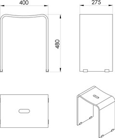 Ridder Ridder, TRENDY koupelnová židle 40x48x27, 5cm, černá, A211110