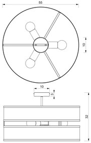 Přisazený lustr GLUM 3xE27/60W/230V černá