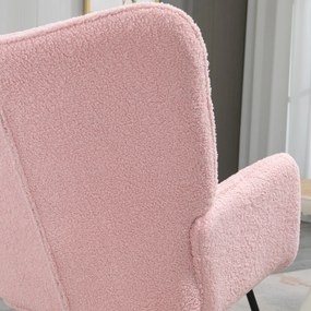 HOMCOM Houpací křeslo Houpací křeslo Akcentní křeslo Relaxační křeslo Křeslo do obývacího pokoje, do 120 kg, imitace jehněčí kůže, růžové | Aosom