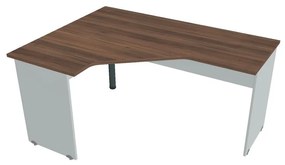 Stůl ergo pravý 160*120 cm - Hobis Gate GEV 60 P Dekor stolové desky: ořech, Dekor lamino podnože: šedá, Barva nohy: černá