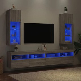 TV skříňky s LED osvětlením 2 ks šedé sonoma 30,5 x 30 x 90 cm - Default Title
