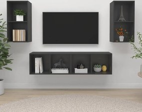 vidaXL Nástěnné TV skříňky 4 ks dřevotříska [3079871] Barva: Betonová šedá