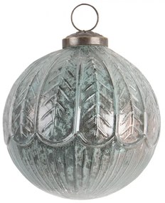 Modrá vánoční koule s patinou a odřeninami – 10 cm