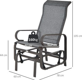 Houpací křeslo zahradní relaxační křeslo zahradní houpačka zahradní kovové houpací křeslo na zahradu terasu balkon Texteline šedá+hnědá 60 x 78 x 105…