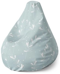 Sablio Sedací vak Pear Bílé lístky - 70 x 95 x 15 cm