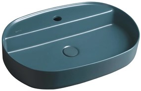 Isvea, INFINITY OVAL keramické umyvadlo na desku, 60x40 cm, matná zelena Petrol, 10NF65060-2P
