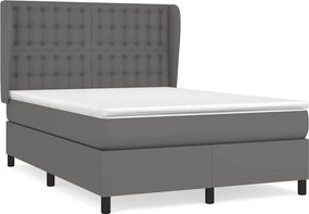 Box spring postel s matrací šedá 140x200 cm umělá kůže 3129037