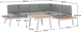 Zahradní set, bílá ocel/dub/světle šedá, PELOR