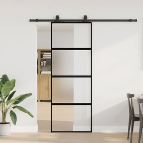 Posuvné dveře se sadou kování černé 76x205 cm Tvrzené sklo 3375889