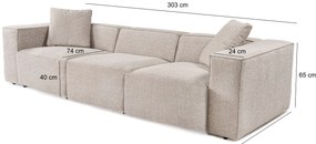 Hanah Home Třímístná pohovka LORA mocha 303 cm