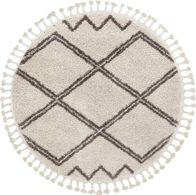 Kusový koberec Berber Asila cream and brown kruh, 120x120 (priemer) kruh, hnedá, obývacia izba, Dywany Łuszczów