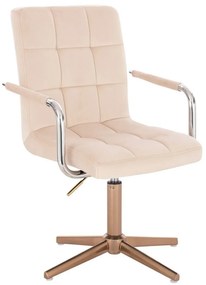 LuxuryForm DESIGN Otočná židle VERONA VELUR na zlatém kříži - krémová