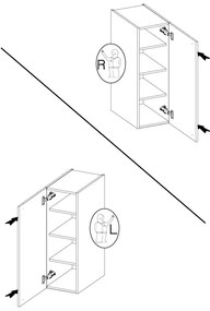 NESSANT se | horní skříňka 30 G-90 1F s policemi | 30 cm | VYSOKÁ | šedá