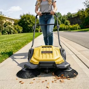 Ruční zametací stroj s ručním tlačením, Se záběrem 650 mm VEVOR – Žlutá