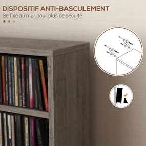 HOMCOM Sada 2 sloupcových polic pro ukládání CD-DVD kabinet 6 + 6 přihrádek 21 x 22,5 x 88,5 cm max. kapacita 204 CD tmavě šedá | Aosom