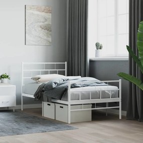 vidaXL Kovový rám postele s hlavovým a nožním čelem 90 x 190 cm [355718] Barva: Bílá
