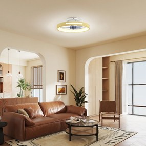 HOMCOM 49 cm LED stropní ventilátor se světlem, 40 W, reverzní DC motor, tichý chod, dálkové ovládání, 6 rychlostí, 3 teploty světla, časovač — příro…
