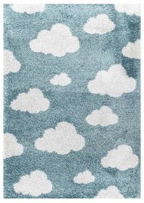 Modrý antialergenní dětský koberec 170x120 cm Clouds - Yellow Tipi