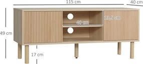 HOMCOM Televizní stolík pro TV do 50 palců s 2 posuvnými dveřmi a 2 policemi s řešením kabeláže - 115 x 40 x 49 cm
