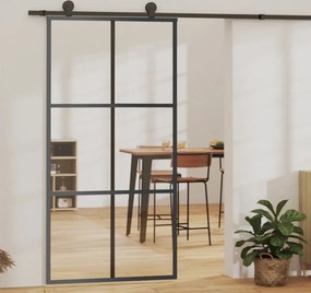vidaXL Posuvné dveře ESG sklo a hliník 102 x 205 cm černé [151013]