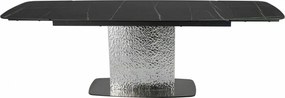 Jídelní rozkládací stůl Moncler 160/240 cm keramika černý mramor/stříbrný