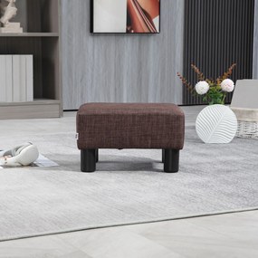 HOMCOM taburet otoman do 100 kg nosnost obdélníkový čalouněný taburet do obývacího pokoje hnědý 40 x 30 x 24 cm | Aosom.de