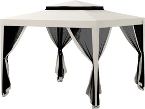 Outsunny Zahradní Altán 3x3 m Odnímatelná Zastřešení Outdoor s 4 Bočními Moskytiérami Dvojitá Střecha a Vodotěsný Kovový Rám Pavilion pro Terasu a Pat
