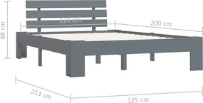 Rám postele šedý masivní borovice 120 x 200 cm 283168