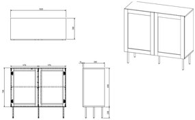 Komoda Juta 100 cm černá/hnědá