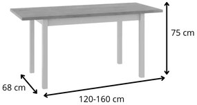 Rozkládací jídelní stůl Adam 120/160 cm bílý mat