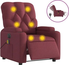 Elektrické masážní polohovací křeslo vínové textil 3204701