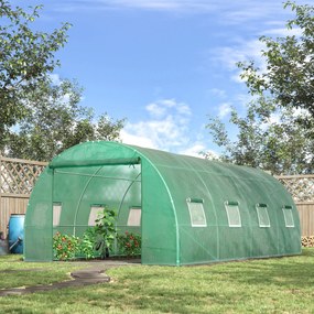 Fóliový skleník Outsunny o rozměrech cca 6 x 3 x 2 m s 8 okny, rolovacími dveřmi, rolovacími bočními stěnami, fóliovým tunelem odolným proti UV zářen…