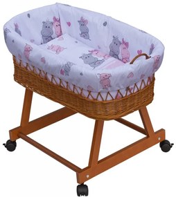 Scarlett Proutěný košík na miminko Pupis Růžová
