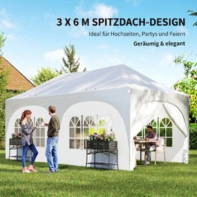 3 x 6 m pop-up pavilon s bočními stěnami, 6 pytlů s pískem, výškově nastavitelná střecha, stan pro zahradní párty s přepravní taškou