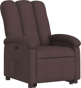 Elektrické zvedací polohovací křeslo tmavě hnědé textil 3204121