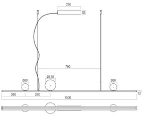 Redo 01-4302 - LED Stmívatelný lustr na lanku DUNE LED/48W/230V černá/kouřová