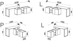 Psací stůl se skříňkou Raquel - dub písečný/zelená/černá