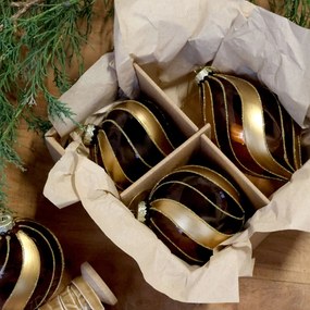 Sada 3ks vánočních skleněných ozdob Chic Antique Mocca – Ø 7*12 / Ø8 / Ø8*7 cm