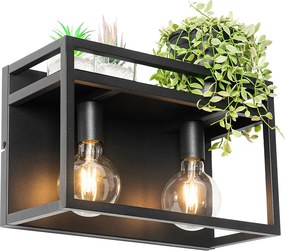 Chytrá nástěnná lampa černá s policí včetně 2 WiFi G95 - Cage Rack