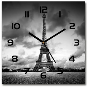 Wallmuralia Skleněné hodiny čtverec Eiffelova věž Paříž 30x30 cm